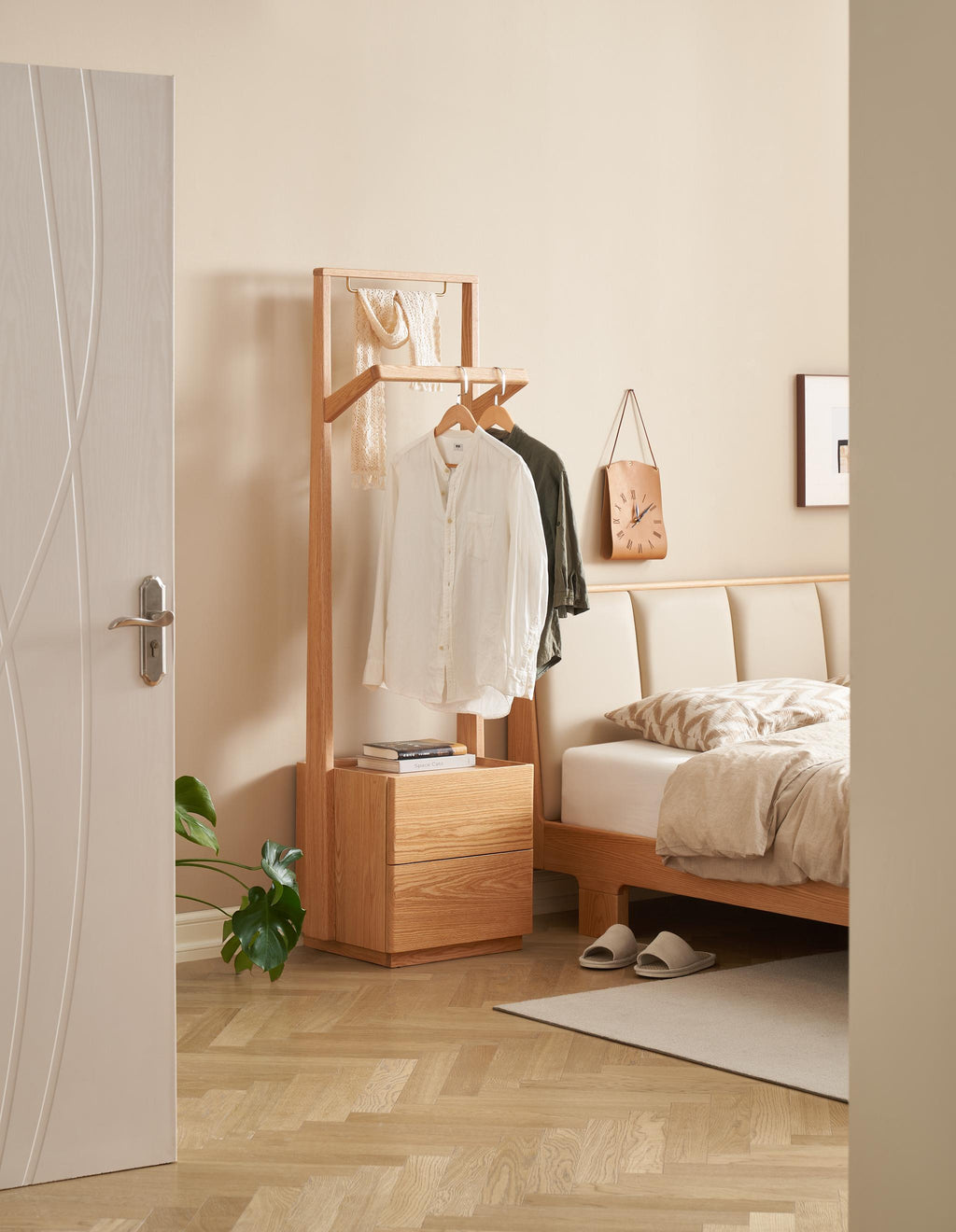 Helena Bedside Table with Clothes Rack - Singapore | COMFY