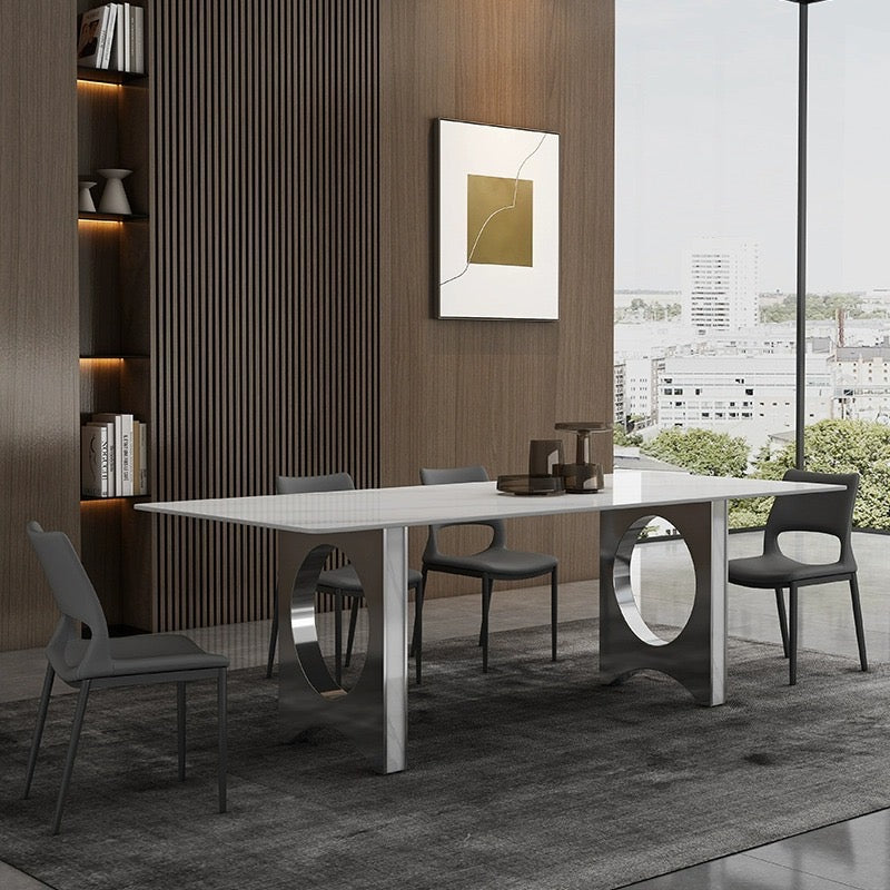 Maya White Marble Dining Table - Experience Timeless Beauty COMFY.sg